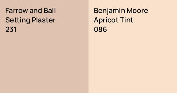 Farrow and Ball Setting Plaster vs. Benjamin Moore Apricot Tint comparison