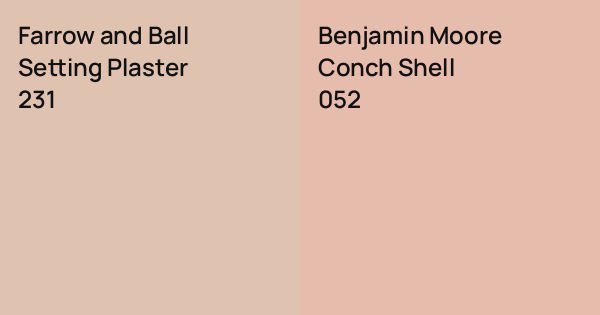 Farrow and Ball Setting Plaster vs. Benjamin Moore Conch Shell comparison