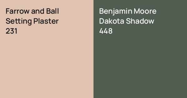 Farrow and Ball Setting Plaster vs. Benjamin Moore Dakota Shadow comparison