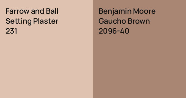 Farrow and Ball Setting Plaster vs. Benjamin Moore Gaucho Brown comparison