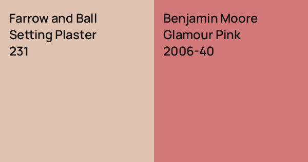 Farrow and Ball Setting Plaster vs. Benjamin Moore Glamour Pink comparison