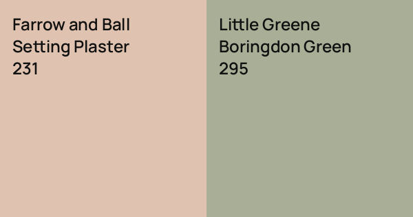 Farrow and Ball Setting Plaster vs. Little Greene Boringdon Green comparison