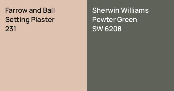 Farrow and Ball Setting Plaster vs. Sherwin Williams Pewter Green ...