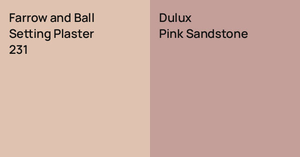Farrow and Ball Setting Plaster vs. Dulux Pink Sandstone comparison