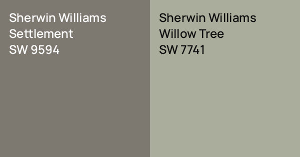 Sherwin Williams Settlement vs. Sherwin Williams Willow Tree comparison