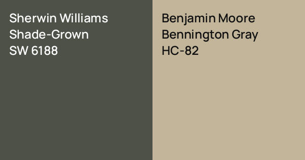 Sherwin Williams Shade-Grown vs. Benjamin Moore Bennington Gray comparison