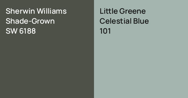 Sherwin Williams Shade-Grown vs. Little Greene Celestial Blue comparison