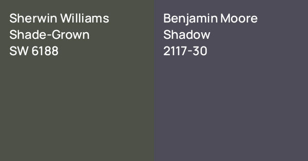 Sherwin Williams Shade-Grown vs. Benjamin Moore Shadow comparison