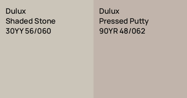 Dulux Shaded Stone vs. Dulux Pressed Putty comparison