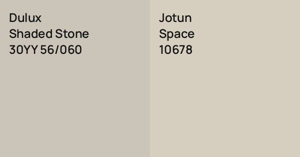 Dulux Shaded Stone vs. Jotun Space comparison