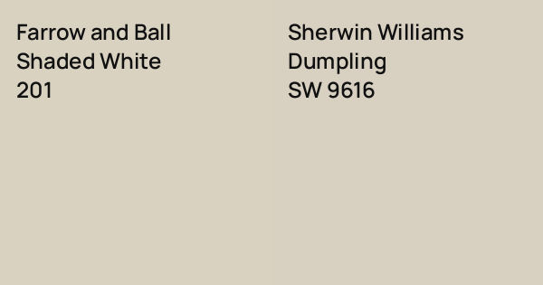 Farrow and Ball Shaded White vs. Sherwin Williams Dumpling comparison