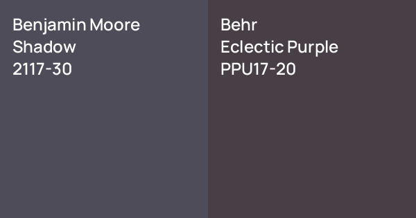 Benjamin Moore Shadow vs. Behr Eclectic Purple comparison