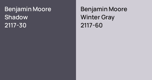 Benjamin Moore Shadow vs. Benjamin Moore Winter Gray comparison