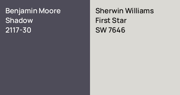 Benjamin Moore Shadow vs. Sherwin Williams First Star comparison