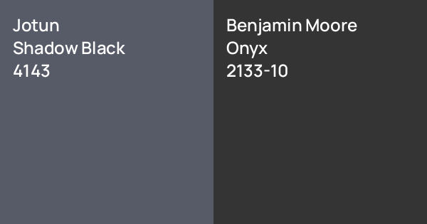 Jotun Shadow Black vs. Benjamin Moore Onyx comparison