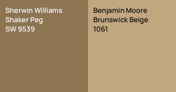 Sherwin Williams Shaker Peg vs. Benjamin Moore Brunswick Beige comparison