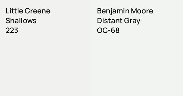 Little Greene Shallows vs. Benjamin Moore Distant Gray comparison
