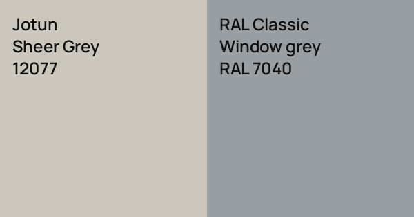 Jotun Sheer Grey vs. RAL Classic Window grey comparison