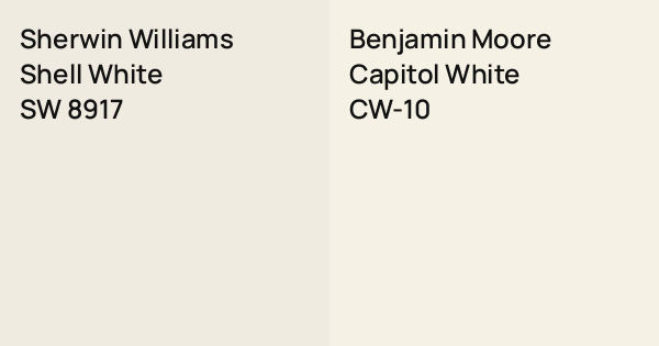 Sherwin Williams Shell White vs. Benjamin Moore Capitol White comparison