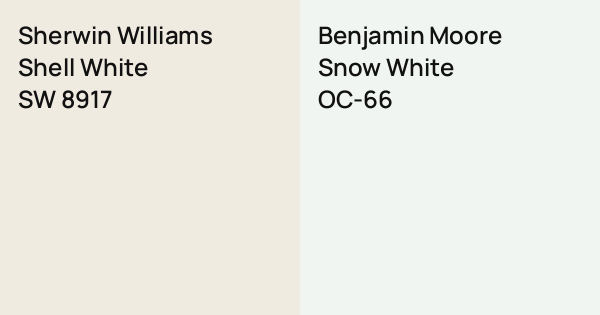 Sherwin Williams Shell White vs. Benjamin Moore Snow White comparison