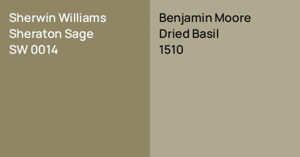 Sherwin Williams Sheraton Sage vs. Benjamin Moore Dried Basil comparison