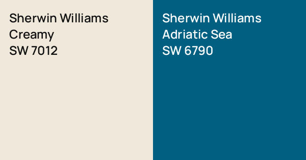 Sherwin Williams Creamy vs. Sherwin Williams Adriatic Sea comparison