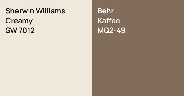 Sherwin Williams Creamy vs. Behr Kaffee comparison