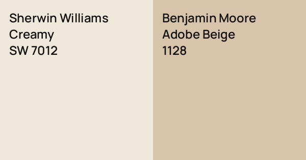 Sherwin Williams Creamy vs. Benjamin Moore Adobe Beige comparison