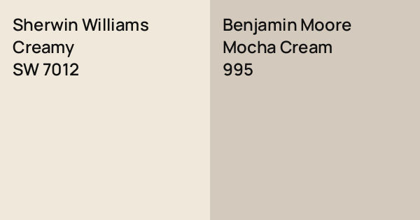 Sherwin Williams Creamy vs. Benjamin Moore Mocha Cream comparison