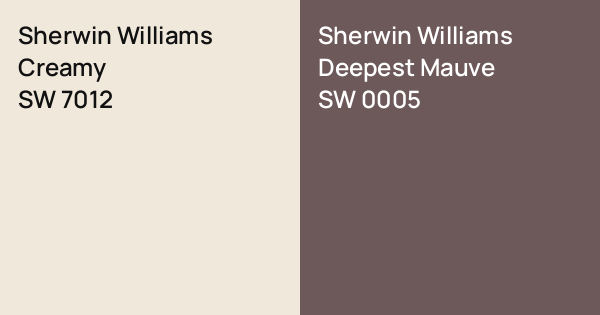 Sherwin Williams Creamy vs. Sherwin Williams Deepest Mauve comparison