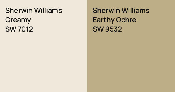 Sherwin Williams Creamy vs. Sherwin Williams Earthy Ochre comparison