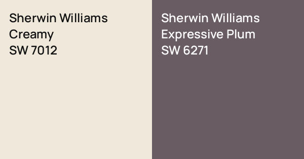 Sherwin Williams Creamy vs. Sherwin Williams Expressive Plum comparison