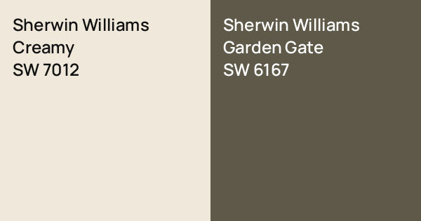 Sherwin Williams Creamy vs. Sherwin Williams Garden Gate comparison