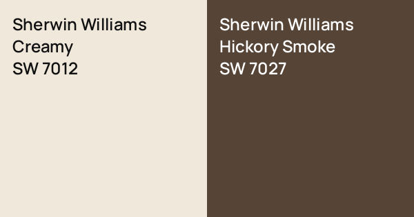 Sherwin Williams Creamy vs. Sherwin Williams Hickory Smoke comparison