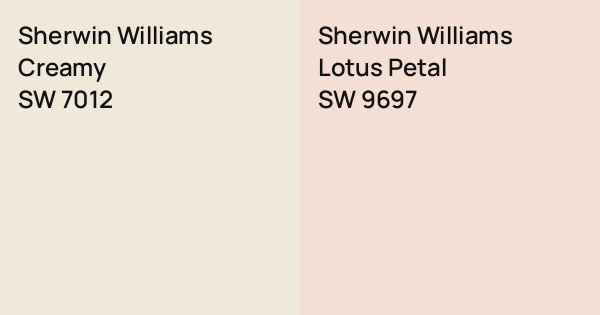 Sherwin Williams Creamy vs. Sherwin Williams Lotus Petal comparison