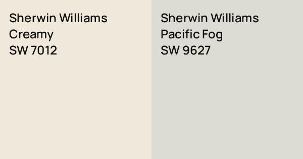 Sherwin Williams Creamy vs. Sherwin Williams Pacific Fog comparison