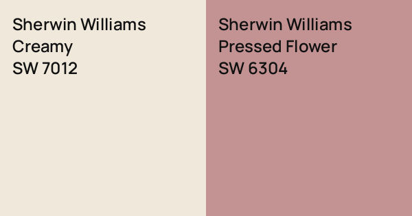 Sherwin Williams Creamy vs. Sherwin Williams Pressed Flower comparison