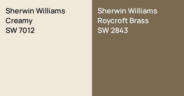 Sherwin Williams Creamy vs. Sherwin Williams Roycroft Brass comparison