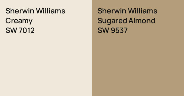 Sherwin Williams Creamy vs. Sherwin Williams Sugared Almond comparison