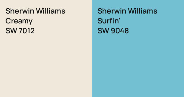 Sherwin Williams Creamy vs. Sherwin Williams Surfin' comparison