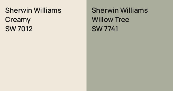 Sherwin Williams Creamy vs. Sherwin Williams Willow Tree comparison