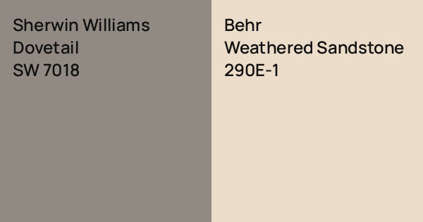 Sherwin Williams Dovetail vs. Behr Weathered Sandstone comparison