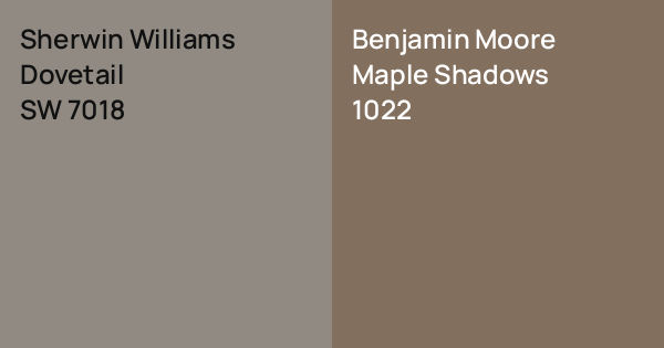 Sherwin Williams Dovetail vs. Benjamin Moore Maple Shadows comparison