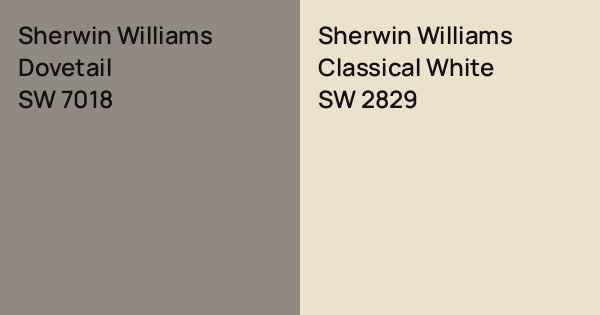 Sherwin Williams Dovetail vs. Sherwin Williams Classical White comparison