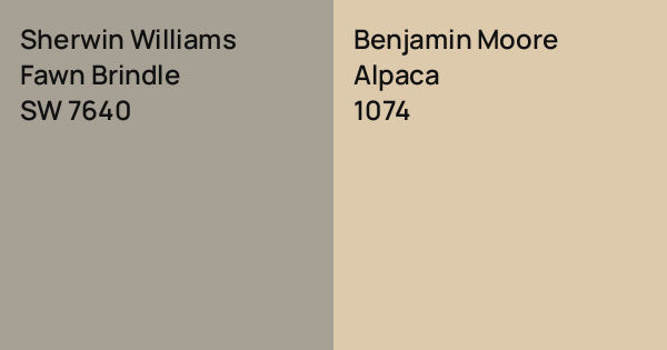 Sherwin Williams Fawn Brindle vs. Benjamin Moore Alpaca comparison
