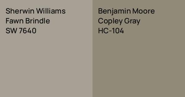 Sherwin Williams Fawn Brindle vs. Benjamin Moore Copley Gray comparison