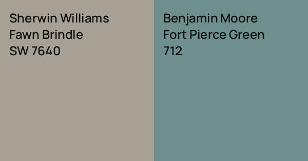 Sherwin Williams Fawn Brindle vs. Benjamin Moore Fort Pierce Green ...