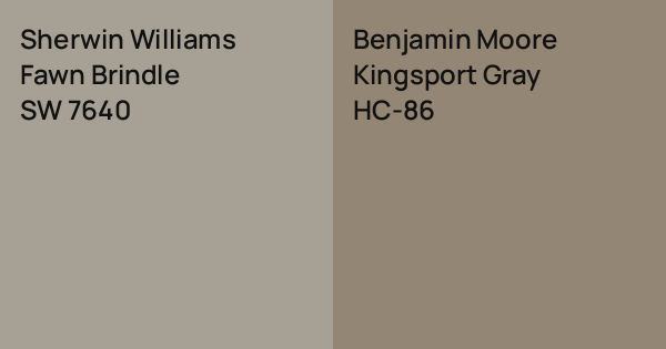 Sherwin Williams Fawn Brindle vs. Benjamin Moore Kingsport Gray comparison