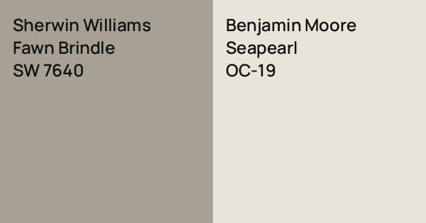 Sherwin Williams Fawn Brindle vs. Benjamin Moore Seapearl comparison