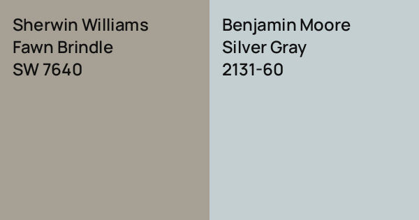 Sherwin Williams Fawn Brindle vs. Benjamin Moore Silver Gray comparison
